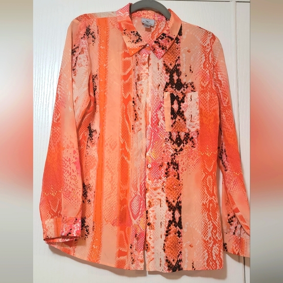 Worthington | Tops | Worthington Orange Coral Print Blouse | Poshmark
